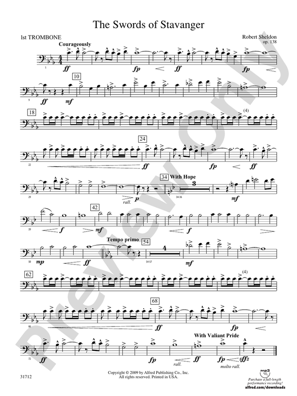 The Swords of Stavanger: 1st Trombone: 1st Trombone Part - Digital ...