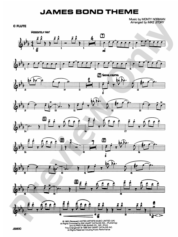 James Bond Theme: Flute: Flute Part - Digital Sheet Music Download