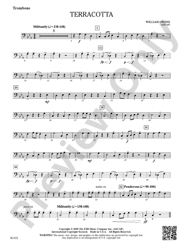 Terracotta: Trombone: Trombone Part: William Owens - Digital Sheet ...