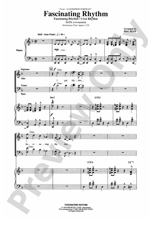 Fascinating Rhythm: SATB Choral Octavo: George Gershwin - Digital Sheet ...