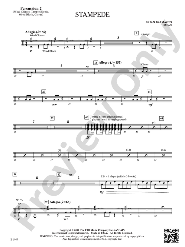 Stampede: Percussion 2: Percussion 2 Part: Brian Balmages - Digital Sheet Music Download