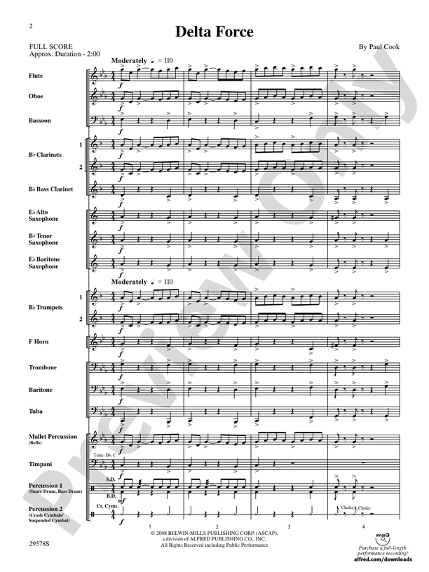 Delta Force: Score: Concert Band Score - Digital Sheet Music Download