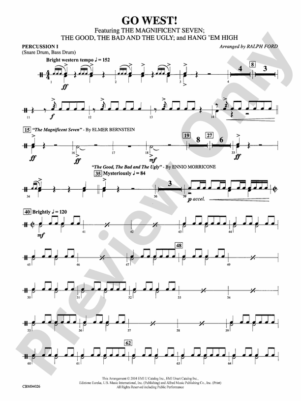 Go West!: 1st Percussion: 1st Percussion Part - Digital Sheet Music ...