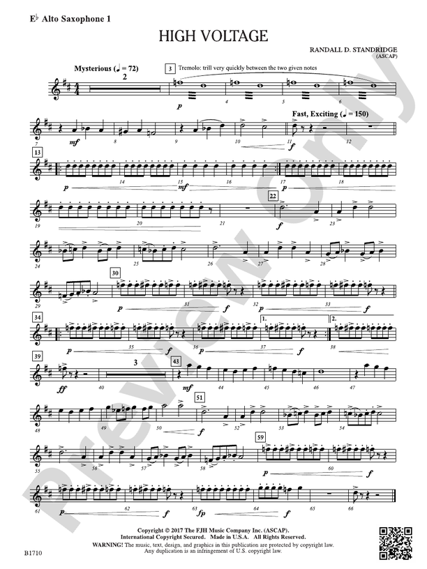 High Voltage: E-flat Alto Saxophone 1: E-flat Alto Saxophone 1 Part ...