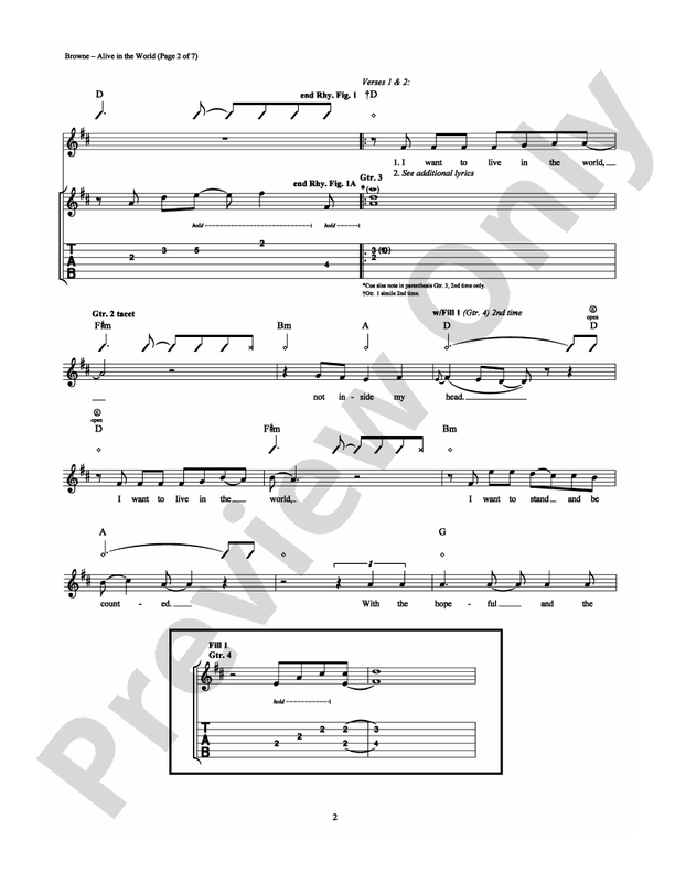 Alive in the World: Guitar TAB: Jackson Browne - Digital Sheet Music ...