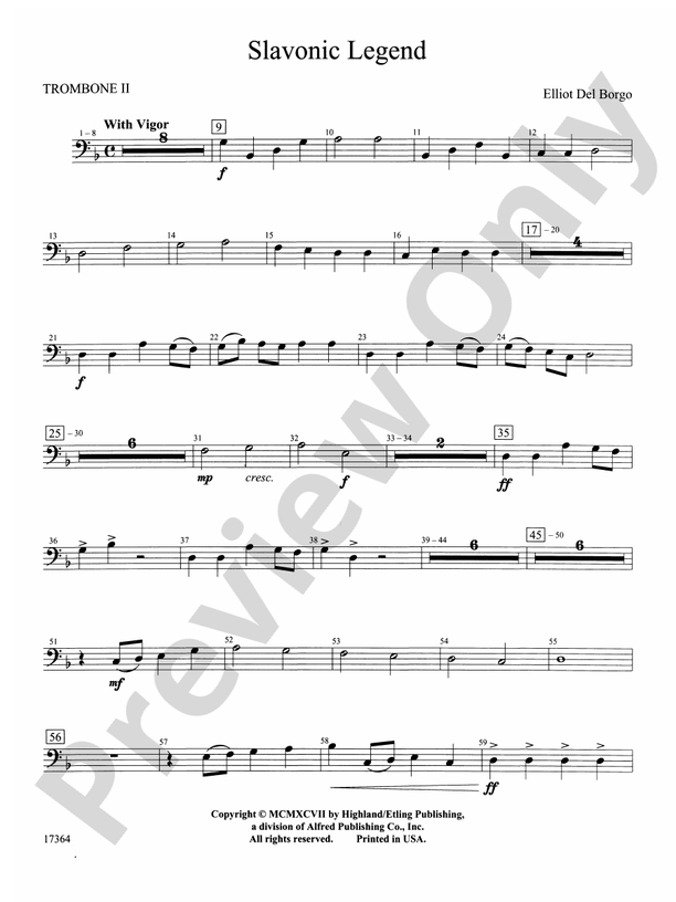 Slavonic Legend: 2nd Trombone: 2nd Trombone Part - Digital Sheet Music Download