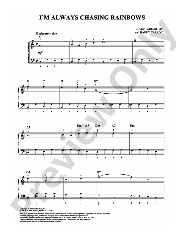 I'm Always Chasing Rainbows: Easy Piano: Joe McCarthy - Digital Sheet ...