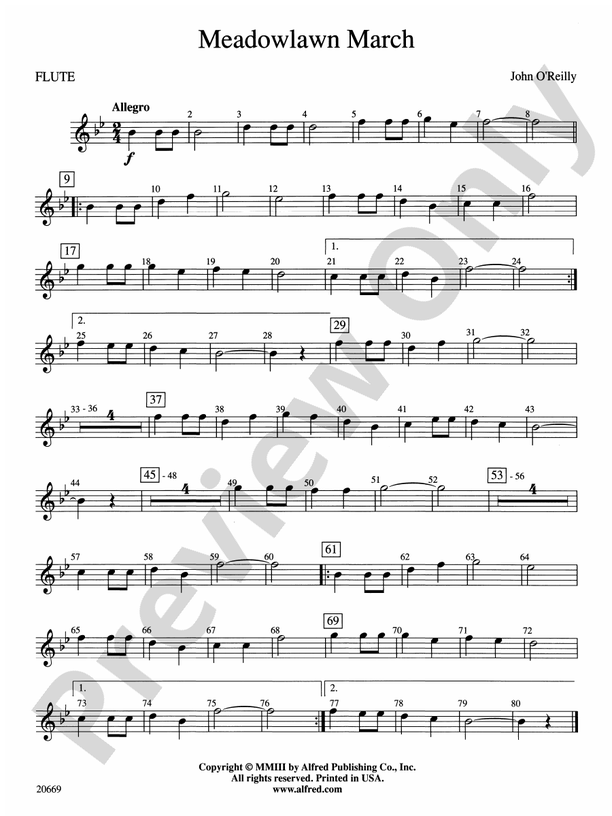 Meadowlawn March: Flute: Flute Part - Digital Sheet Music Download