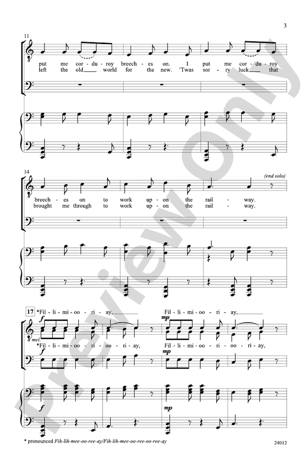 Fillimiooriay (Paddy Works on the Railway): TTB Choral Octavo - Digital ...