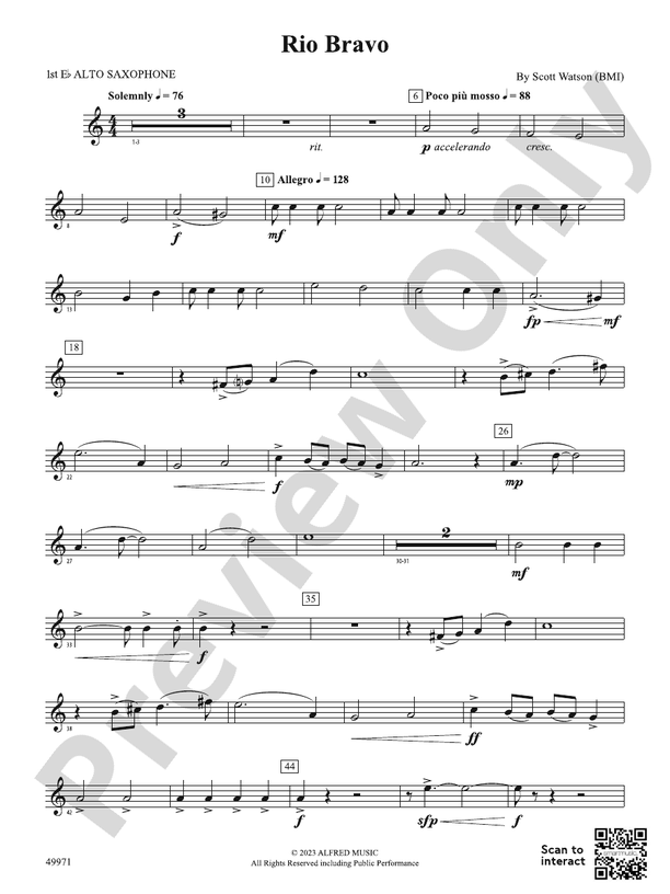Rio Bravo: E-flat Alto Saxophone: E-flat Alto Saxophone Part - Digital ...