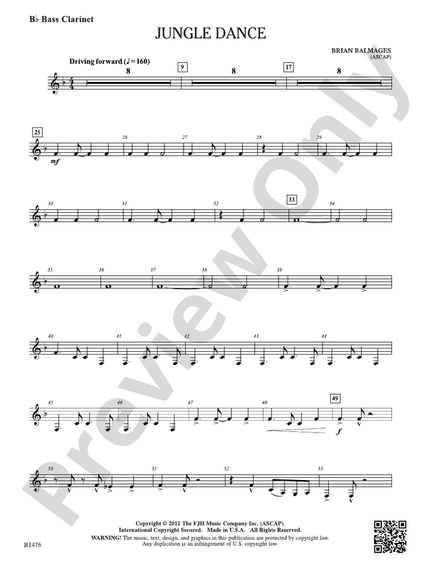 Jungle Dance: B-flat Bass Clarinet: B-flat Bass Clarinet Part: Brian Balmages - Digital Sheet ...