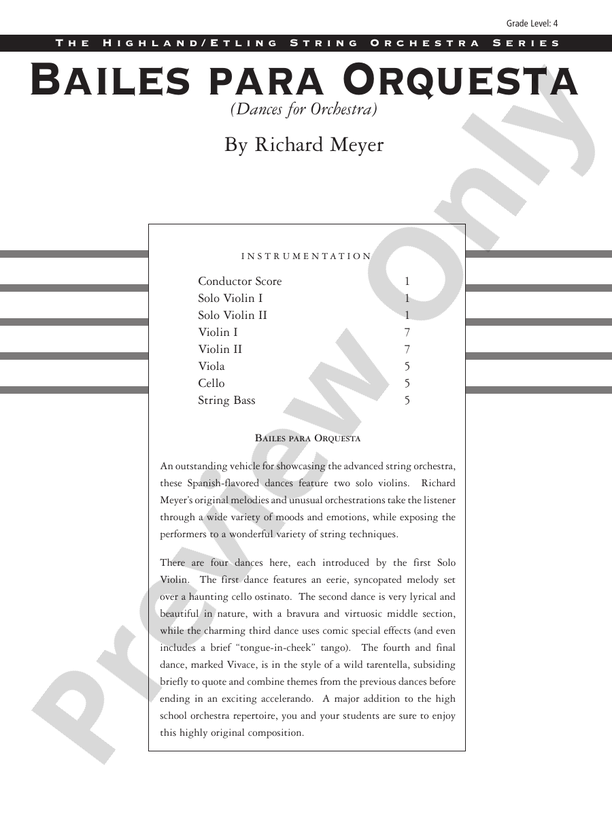 Bailes para Orquesta (For Two Solo Violins and String Orchestra): String Orchestra Conductor ...