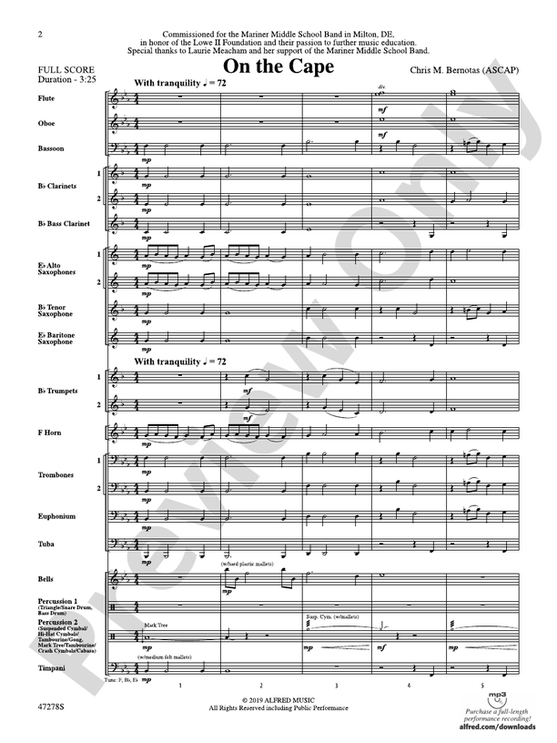 On the Cape: Score: Concert Band Score - Digital Sheet Music Download
