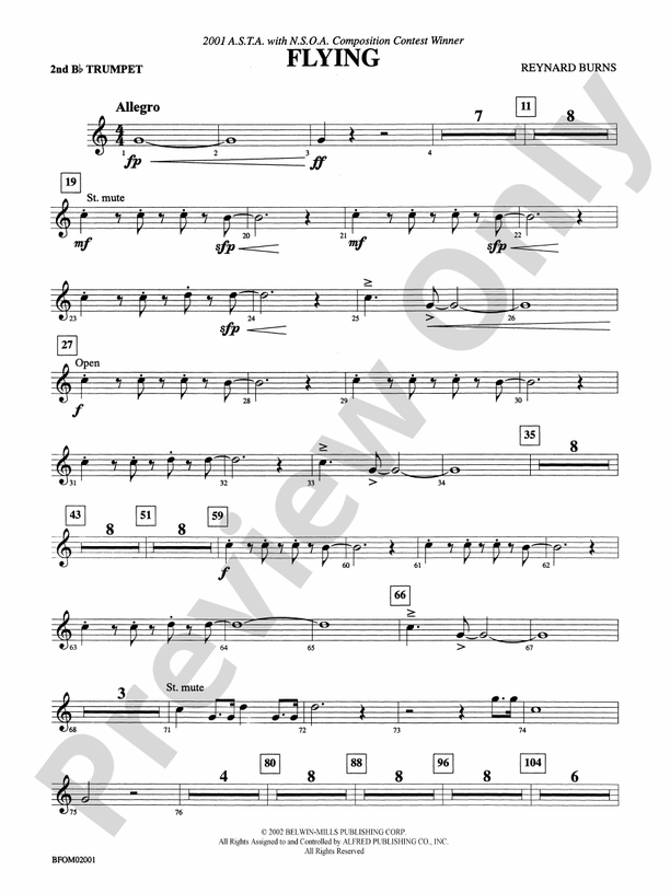 Flying: 2nd B-flat Trumpet: 2nd B-flat Trumpet Part - Digital Sheet ...