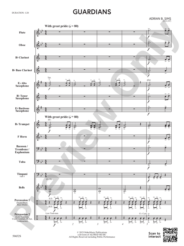 Guardians: Score: Concert Band Score - Digital Sheet Music Download