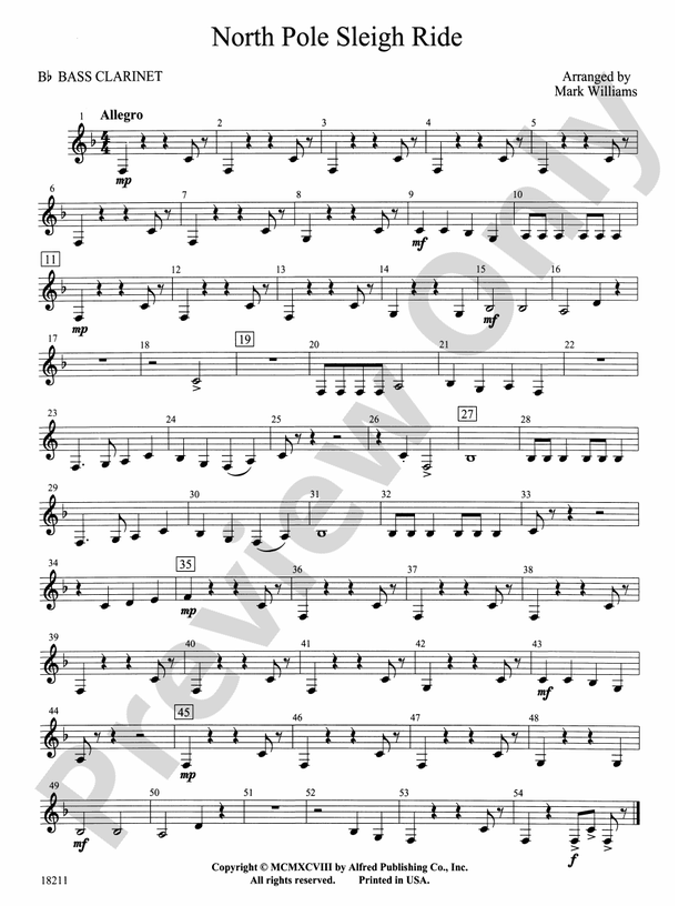 North Pole Sleigh Ride: B-flat Bass Clarinet: B-flat Bass Clarinet Part ...