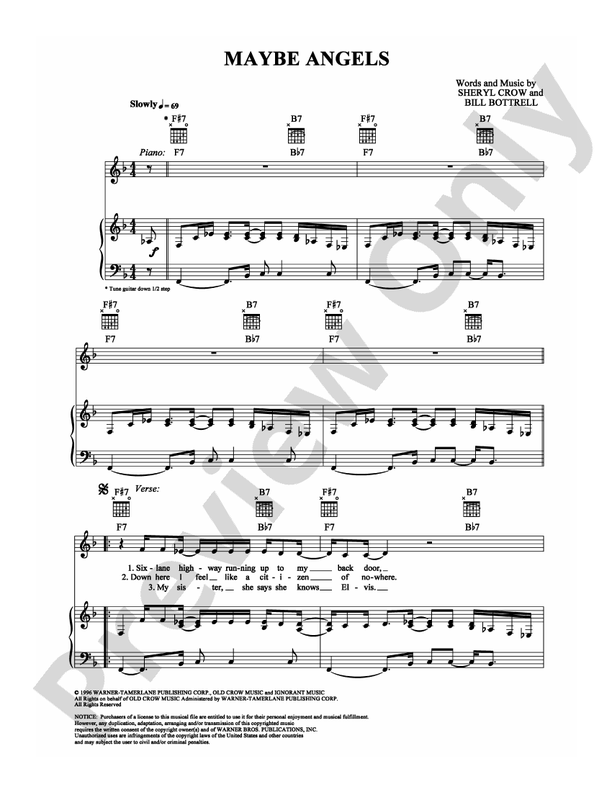 Maybe Angels: Piano/Vocal/Chords: Sheryl Crow - Digital Sheet Music ...