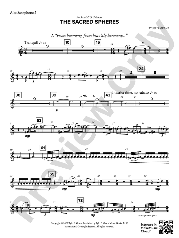 The Sacred Spheres: 2nd E-flat Alto Saxophone: 2nd E-flat Alto Saxophone Part - Digital Sheet ...