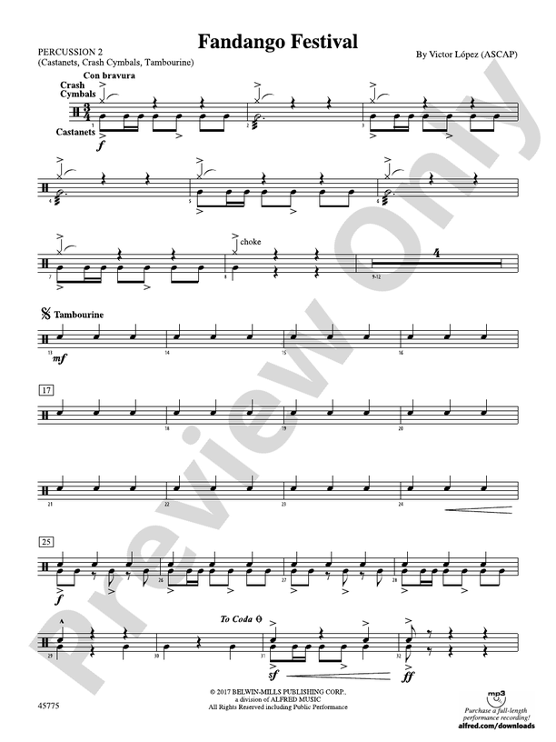 Fandango Festival: 2nd Percussion: 2nd Percussion Part - Digital Sheet Music Download