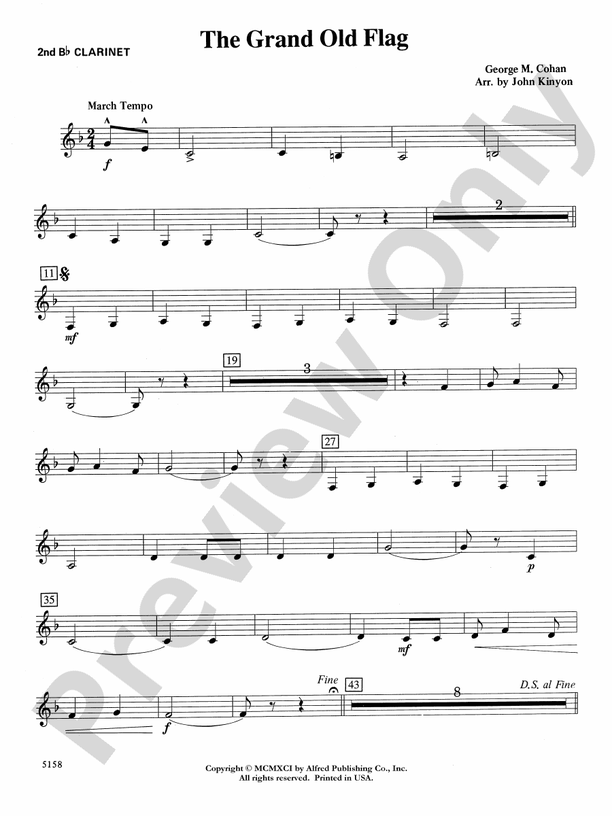 The Grand Old Flag: 2nd B-flat Clarinet: 2nd B-flat Clarinet Part ...