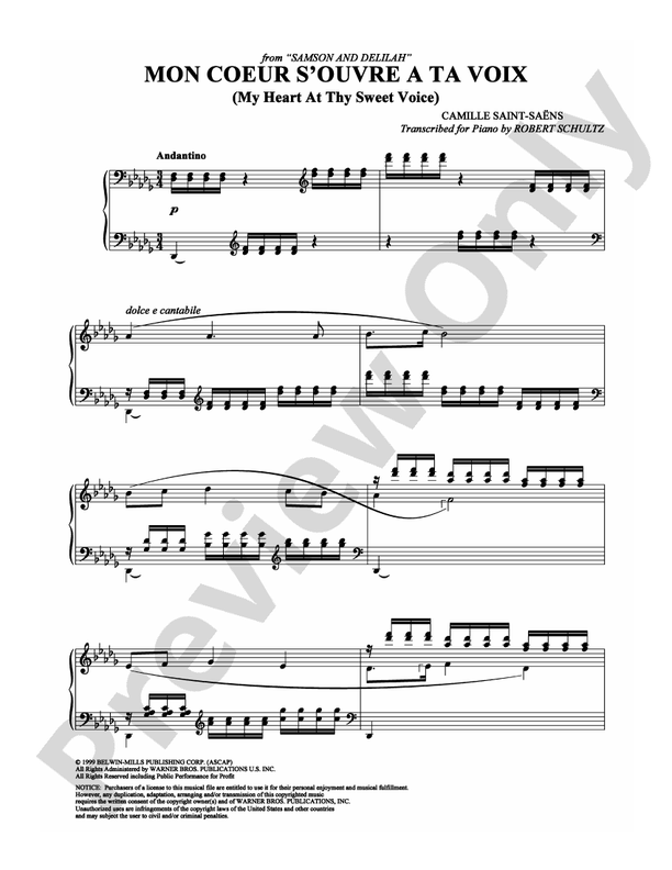 Mon Coeur S'Ouvre a Ta Voix: Piano: Camille Saint-Saens - Digital Sheet ...