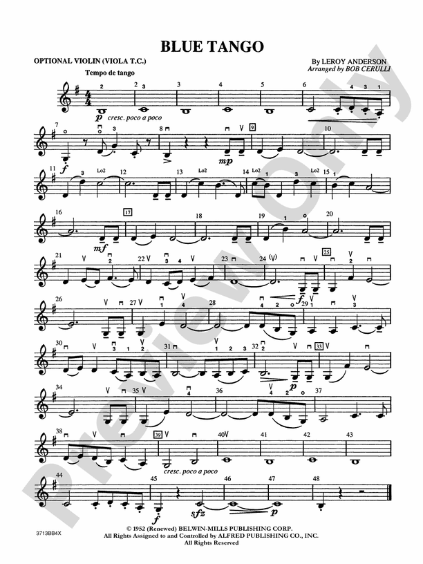 Blue Tango: 2nd Violin: 2nd Violin Part - Digital Sheet Music Download