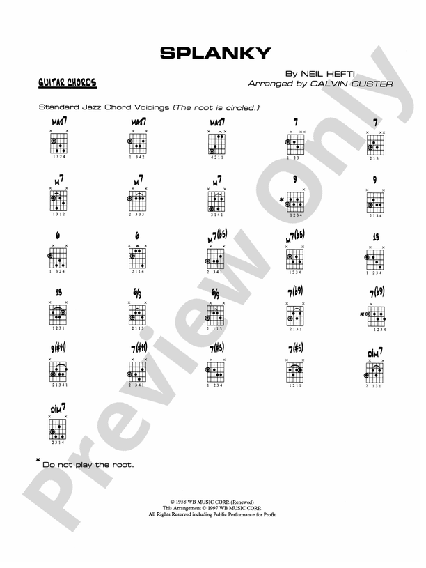 Splanky: Guitar Chords: Guitar Chords Part - Digital Sheet Music Download