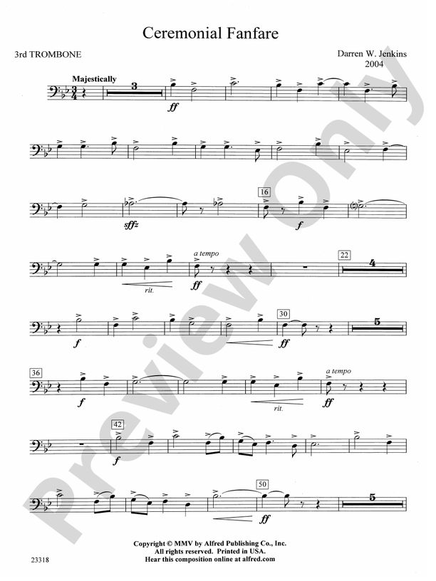 Ceremonial Fanfare: 3rd Trombone: 3rd Trombone Part - Digital Sheet Music Download