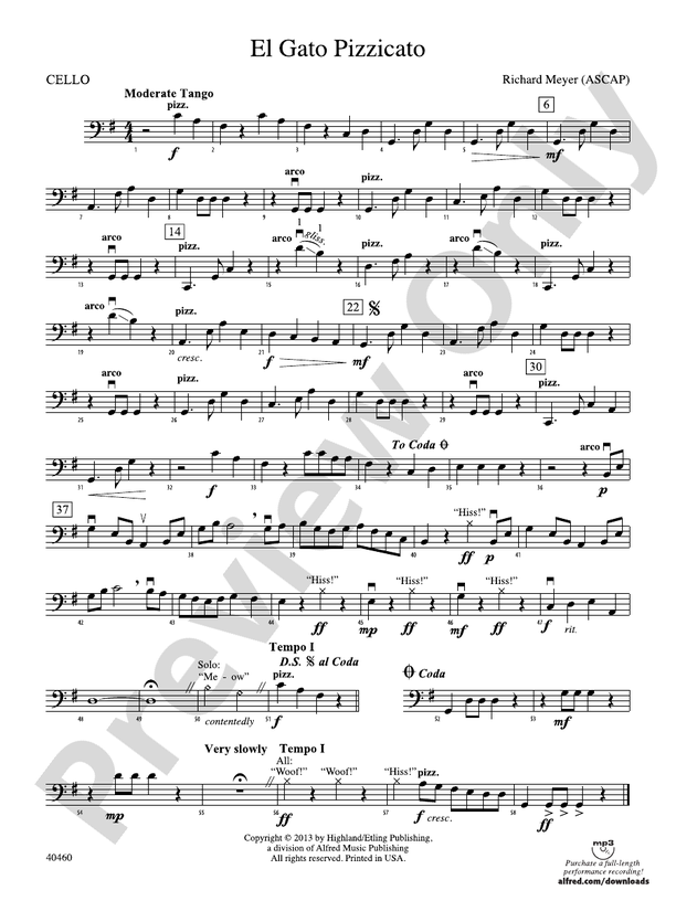 El Gato Pizzicato: Cello: Cello Part - Digital Sheet Music Download