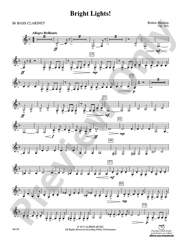 Bright Lights!: B-flat Bass Clarinet: B-flat Bass Clarinet Part ...