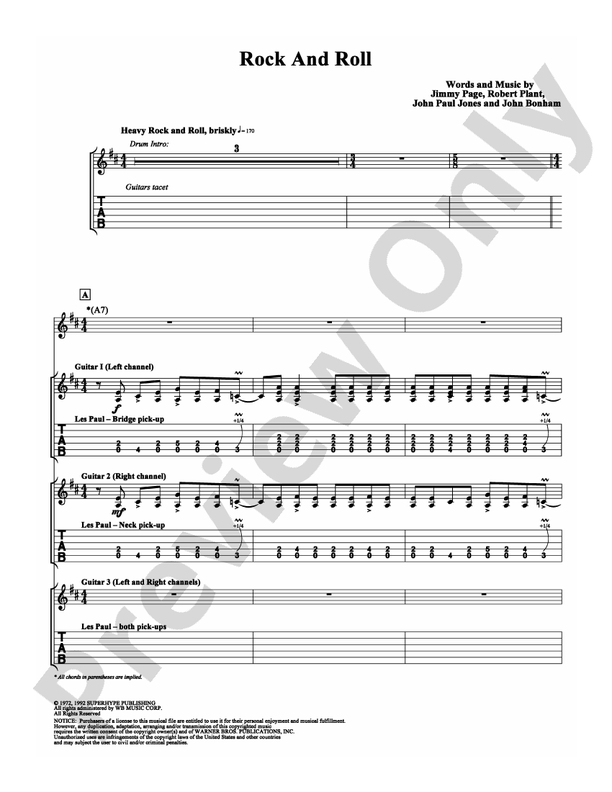 Rock and Roll: Guitar TAB: Led Zeppelin - Digital Sheet Music Download
