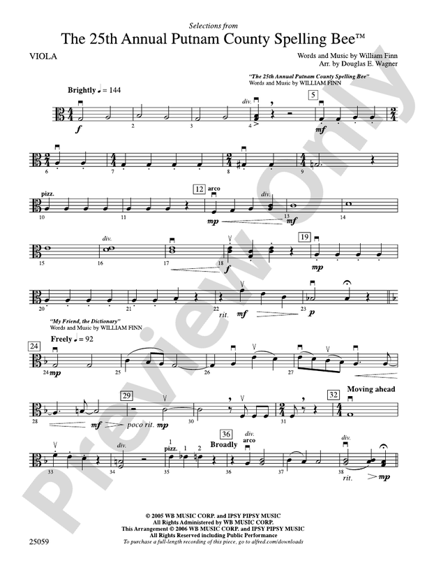 The 25th Annual Putnam County Spelling Bee,™ Selections from: Viola ...