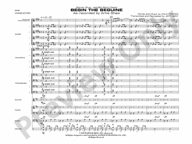 Begin the Beguine: Score: Jazz Ensemble Score - Digital Sheet Music ...