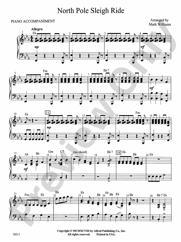 North Pole Sleigh Ride: Piano Accompaniment: Piano Accompaniment Part ...