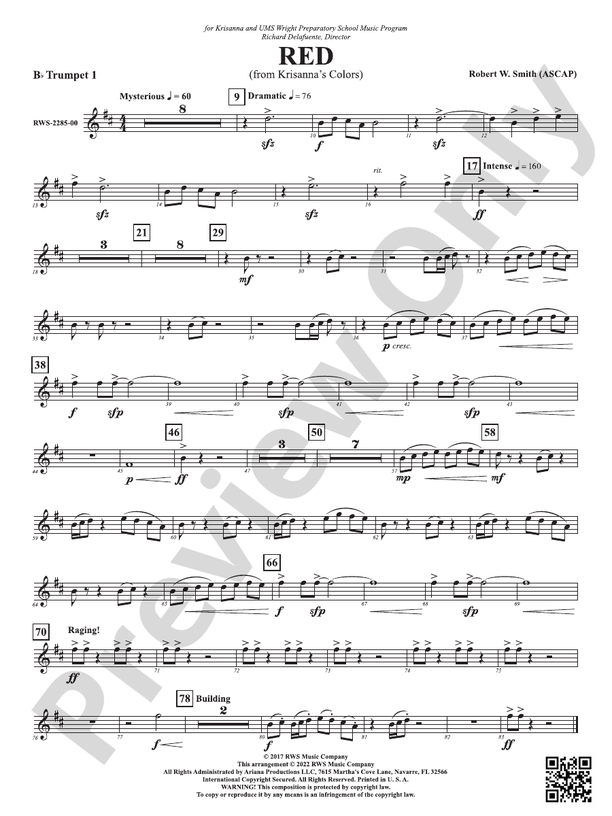 Red - From Krisanna's Colors: 1st B-flat Trumpet: 1st B-flat Trumpet ...