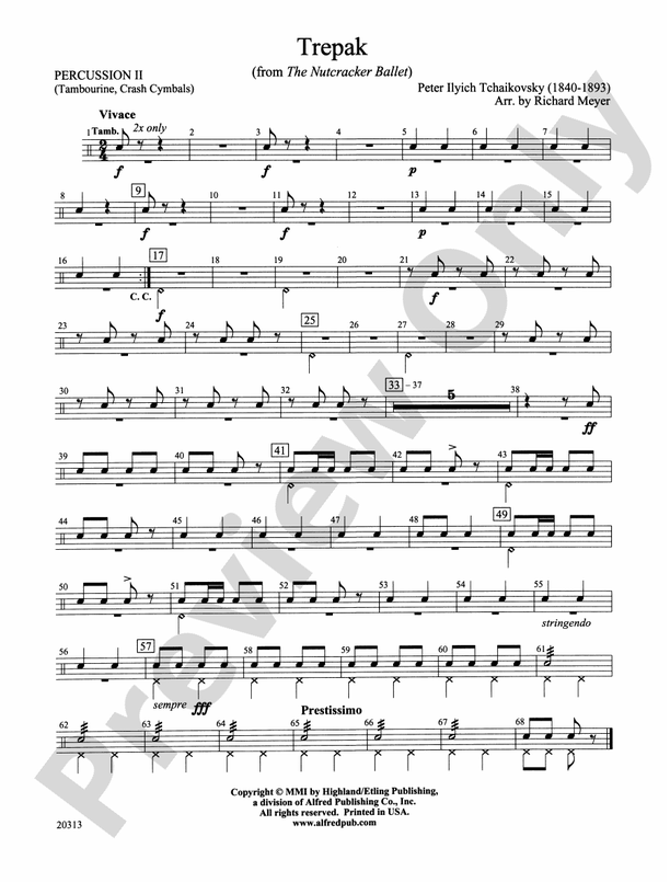 Trepak from The Nutcracker Ballet: 2nd Percussion: 2nd Percussion Part ...