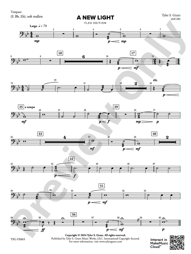 A New Light: Timpani: Timpani Part: Tyler S. Grant - Digital Sheet ...