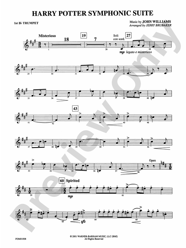 Harry Potter Symphonic Suite: 1st B-flat Trumpet: 1st B-flat Trumpet ...