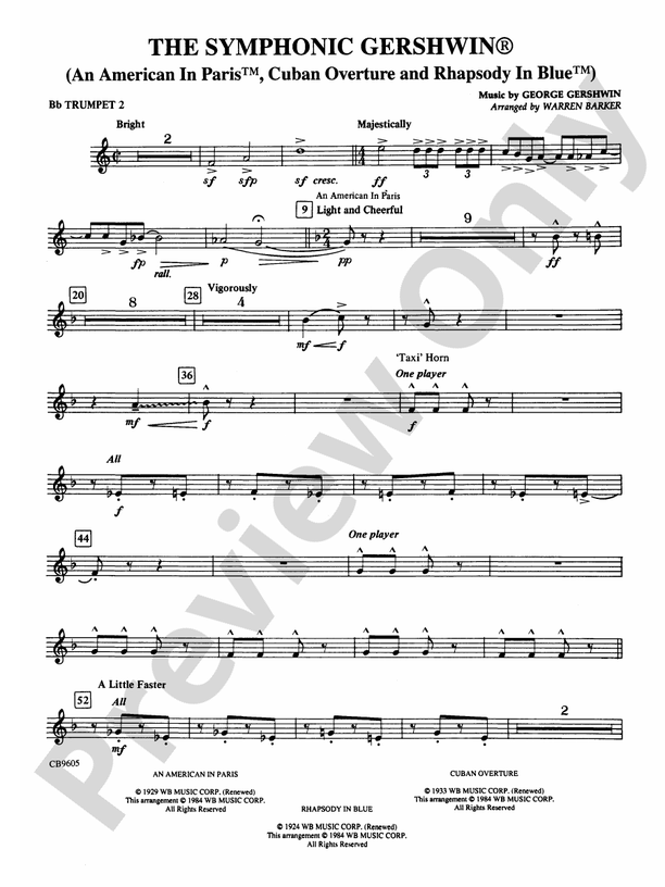 The Symphonic Gershwin: 2nd B-flat Trumpet: 2nd B-flat Trumpet Part - Digital Sheet Music Download