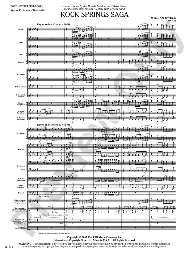Rock Springs Saga: : William Owens - Digital Sheet Music Download