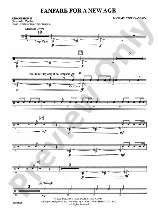 Fanfare for a New Age: 2nd Percussion: 2nd Percussion Part - Digital Sheet Music Download