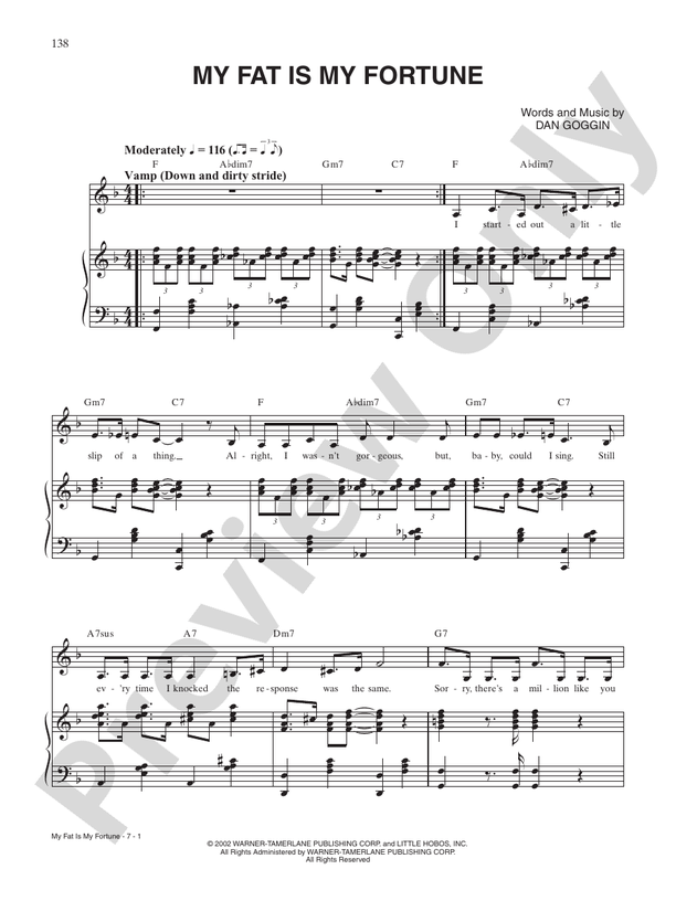 My Fat Is My Fortune (from Meshuggah-Nuns): Piano/Vocal: Dan Goggin ...