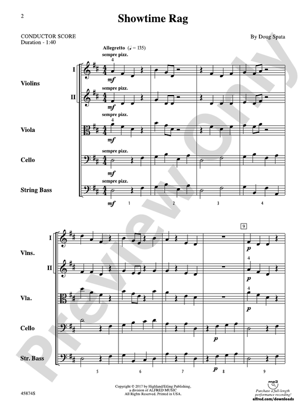 Showtime Rag: Score: String Orchestra Score - Digital Sheet Music Download