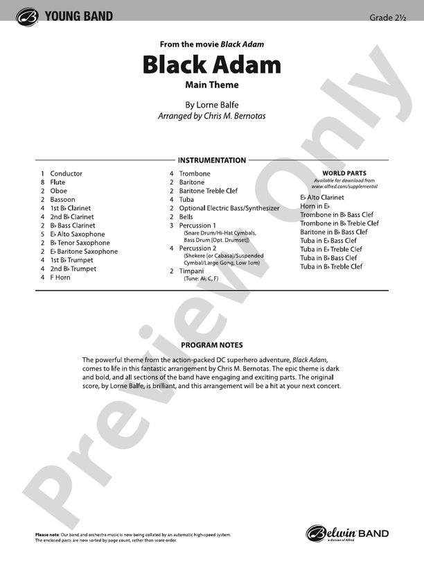 Black Adam: Score: Concert Band Score - Digital Sheet Music Download