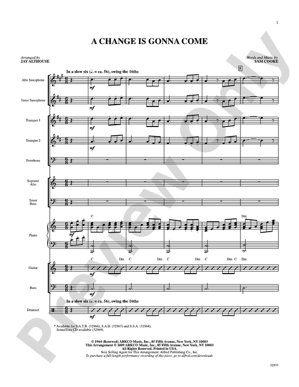 A Change Is Gonna Come: Choral SoundPax: Sam Cooke - Digital Sheet ...