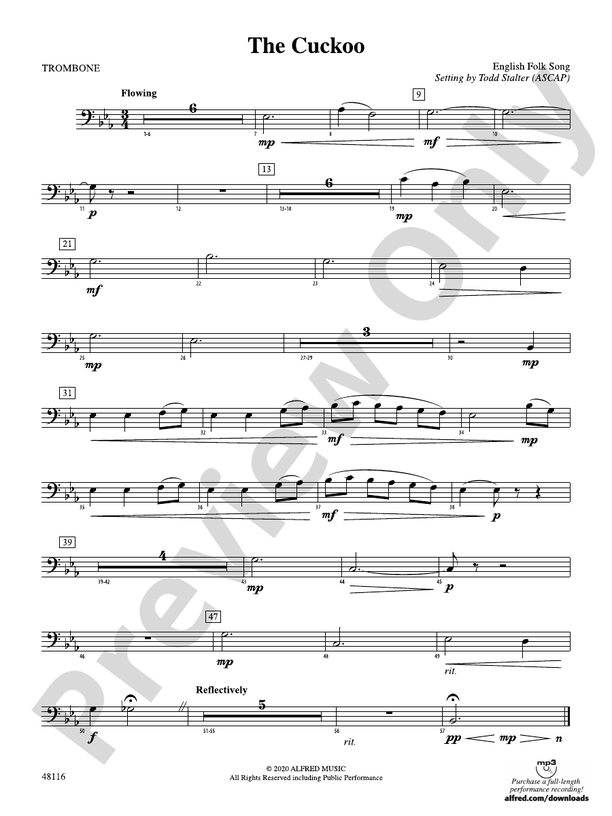 The Cuckoo: 1st Trombone: 1st Trombone Part - Digital Sheet Music Download