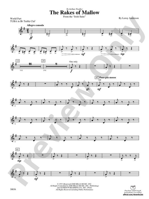 The Rakes of Mallow (from the Irish Suite): (wp) B-flat Tuba T.C.: (wp ...