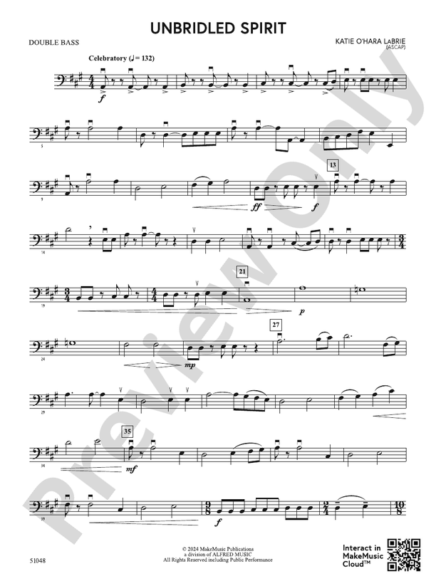 Unbridled Spirit: String Bass: String Bass Part - Digital Sheet Music ...
