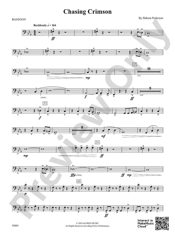 Chasing Crimson: Bassoon: Bassoon Part - Digital Sheet Music Download
