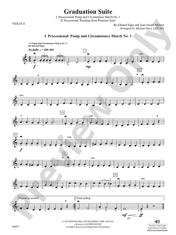 Graduation Suite: 2nd Violin: 2nd Violin Part - Digital Sheet Music ...
